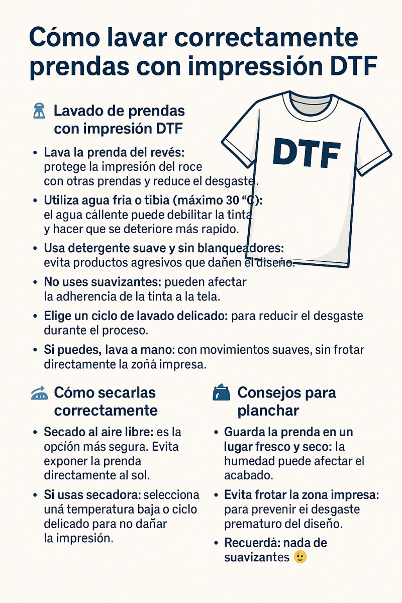 Cómo lavar prendas con impresión DTF: guía práctica para conservar tus diseños - Tu Bolsa de Papel
